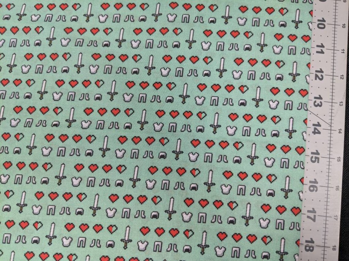 Minecraft Hearts Sword- High Quality Quilting Cotton From the Bolt - Etsy