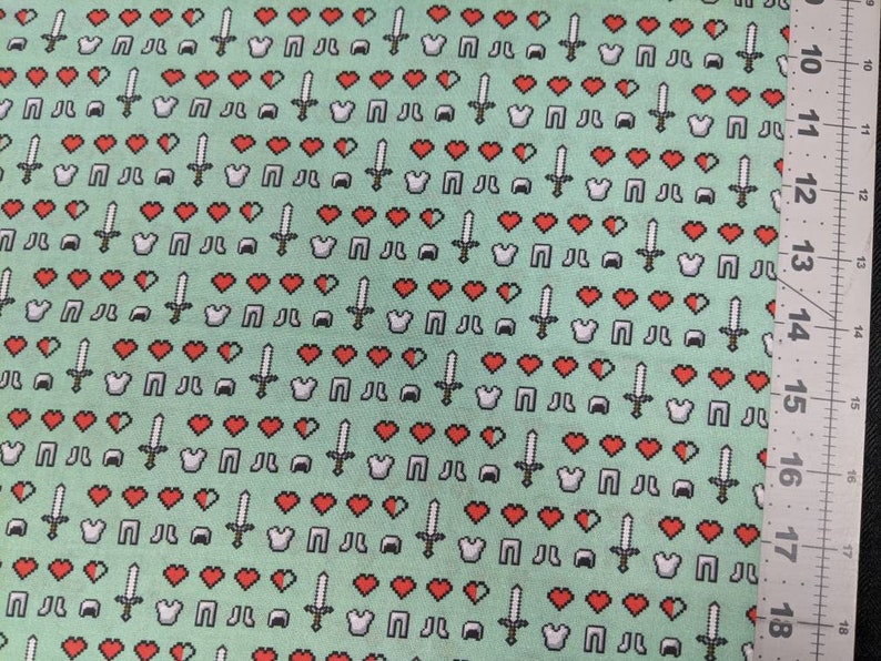 Minecraft Hearts Sword- High Quality Quilting Cotton From the Bolt - Etsy