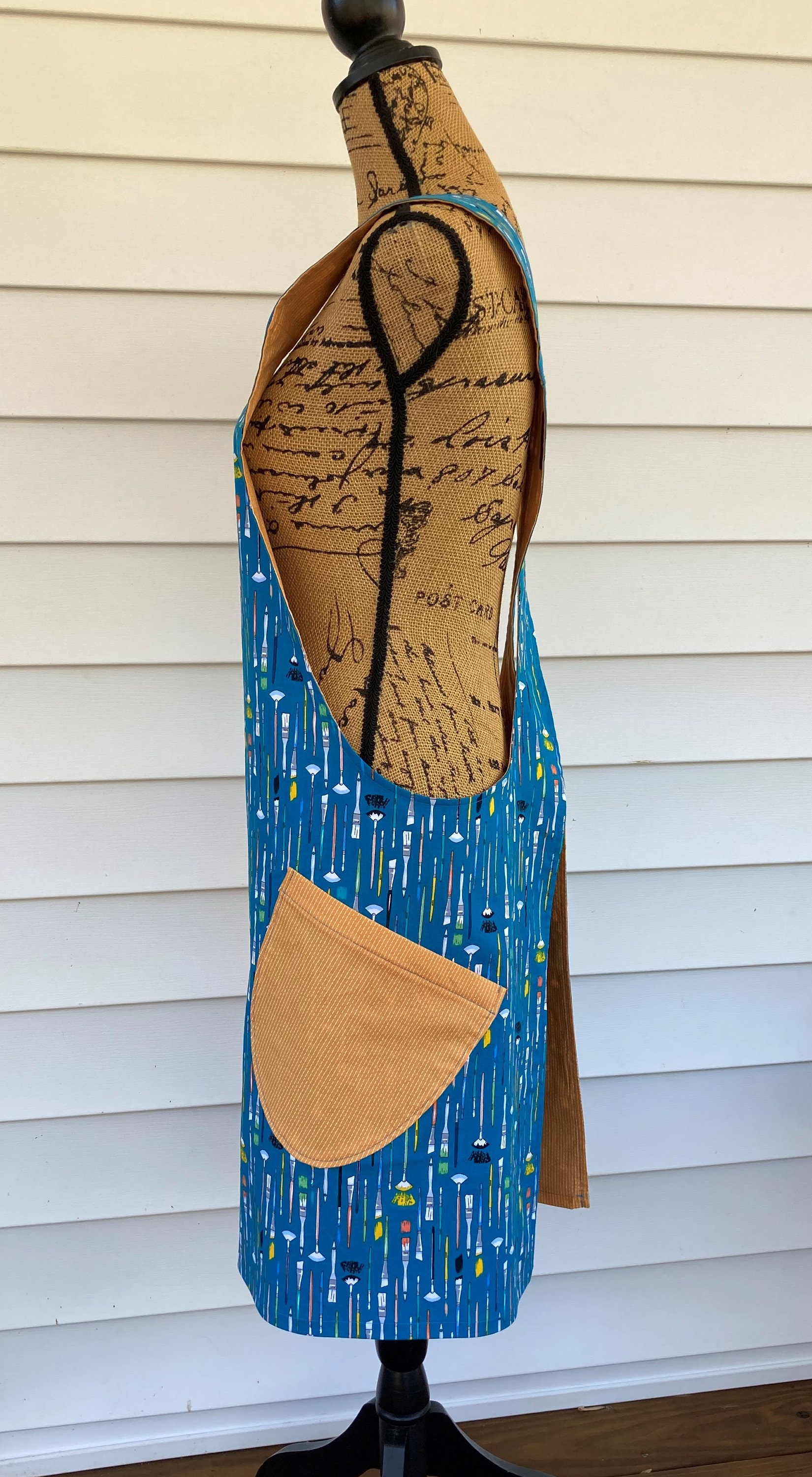 Cross Back apron Fully reversible L/XL | Etsy