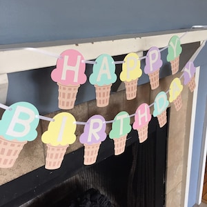 Ice Cream Birthday Banner - Ice Cream Birthday Party - Summer Birthday ...