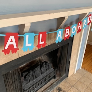 All Aboard Train Banner, Train Birthday Banner, Train Decorations ...