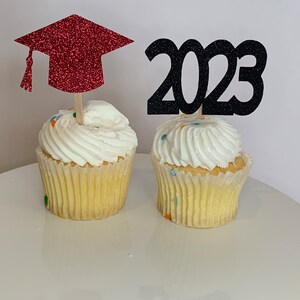 2023 Graduation Cap Cupcake Toppers, 2023 Cupcake Toppers, Graduation ...