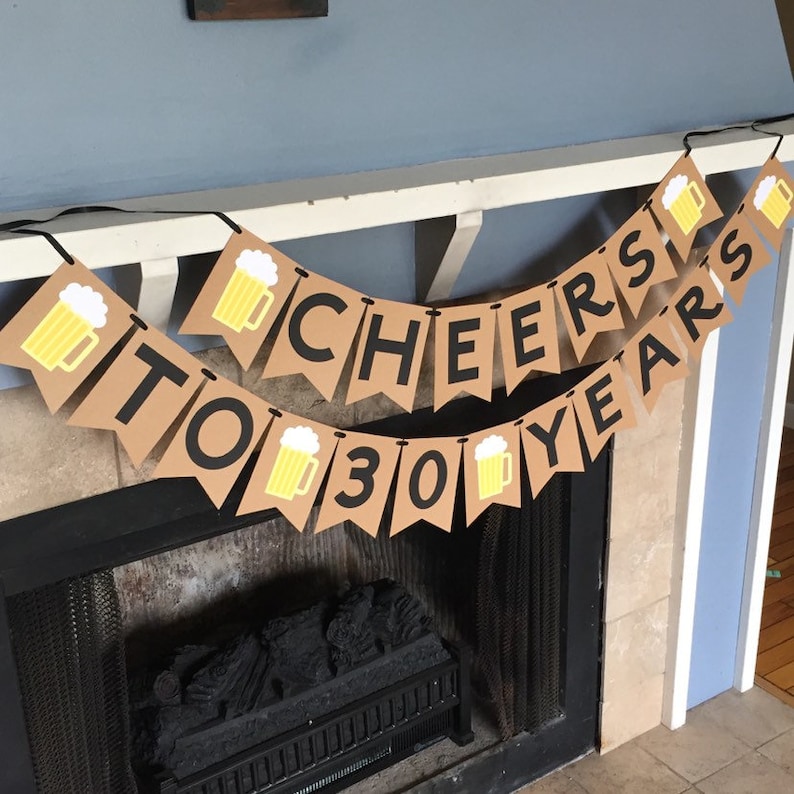 Cheers To 30 Years Banner Beer Banner Birthday Decorations Etsy