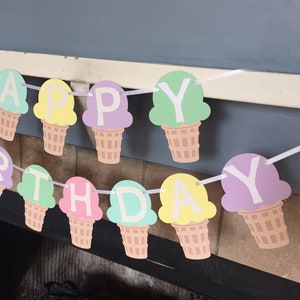 Ice Cream Birthday Banner - Ice Cream Birthday Party - Summer Birthday ...