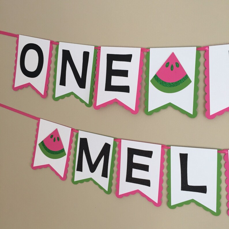 One in a Melon Banner Watermelon Birthday Banner Birthday | Etsy