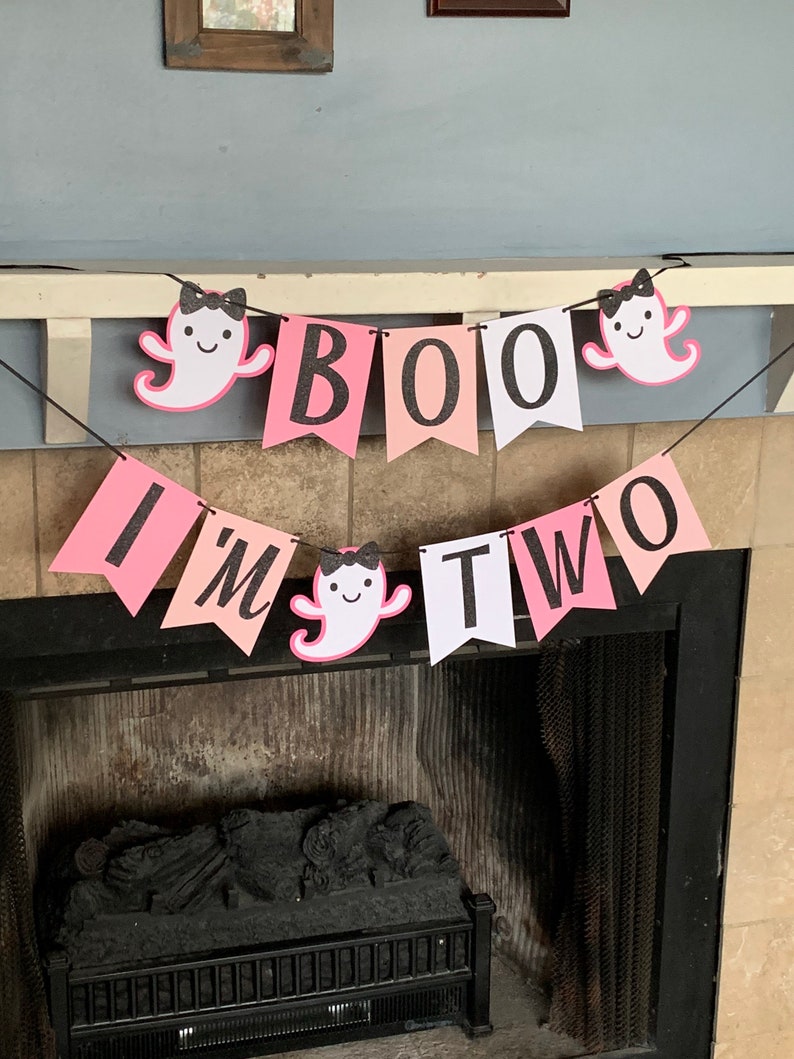 Pink Boo I’m Two Banner - Pink Halloween Decorations Girl - Pink ...