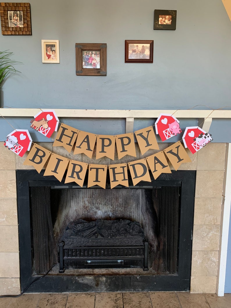 Farm Birthday Banner Red Barn Banner Barnyard Birthday - Etsy