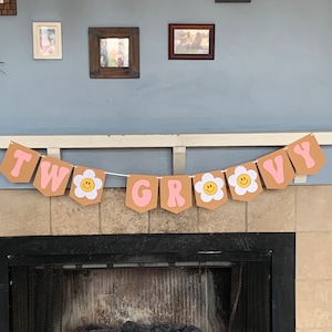 Groovy One Birthday Banner, Groovy Banner, Two Groovy Banner, Hippie ...