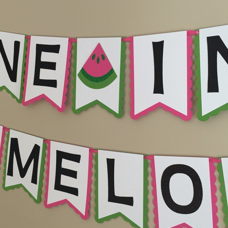 One in a Melon Banner Watermelon Birthday Banner Birthday | Etsy