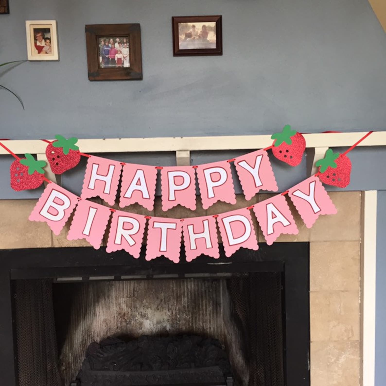 Strawberry birthday banner strawberry shortcake party | Etsy