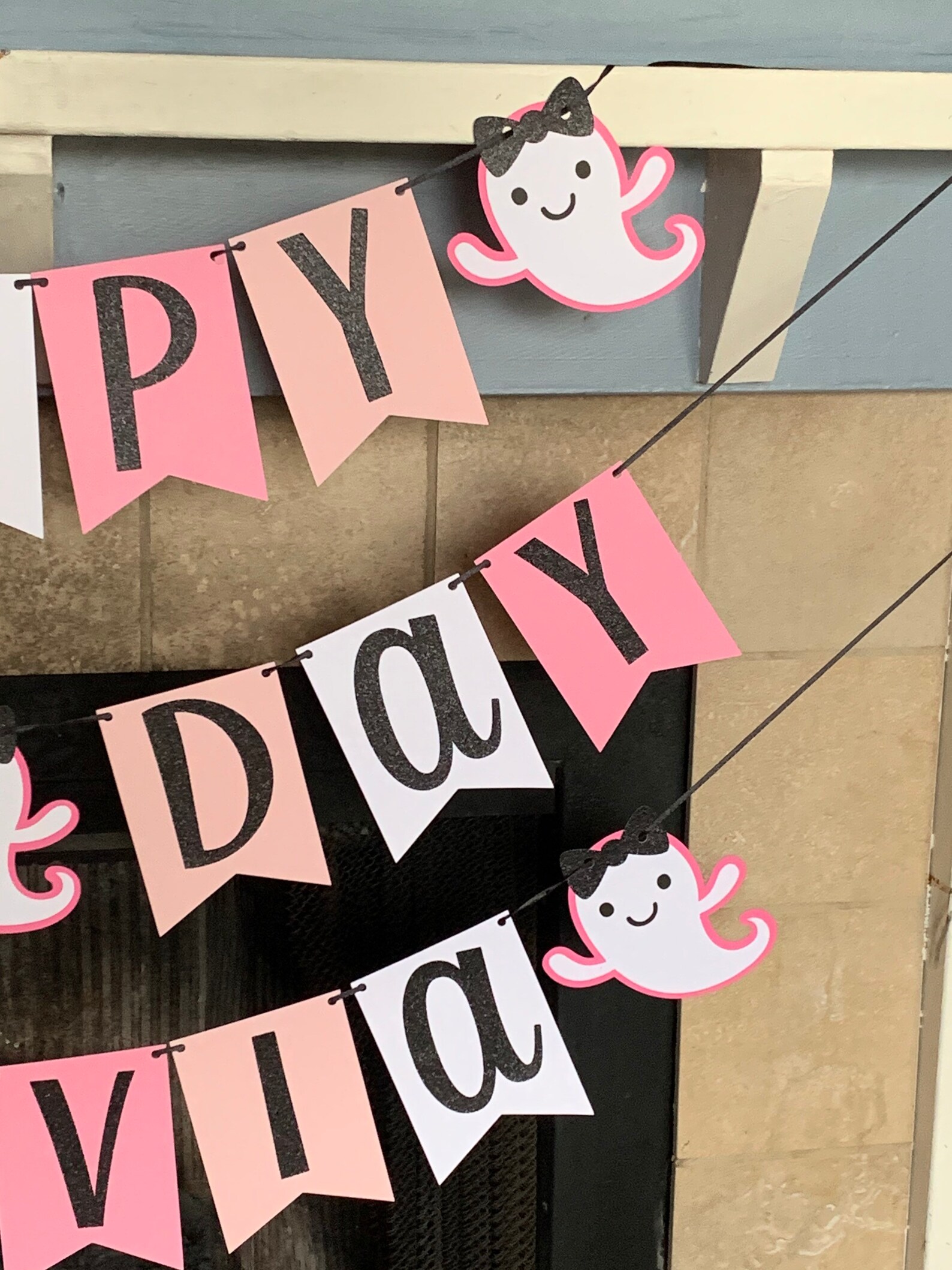 Pink Happy Boo Day Banner Pink Halloween Decorations Girl - Etsy