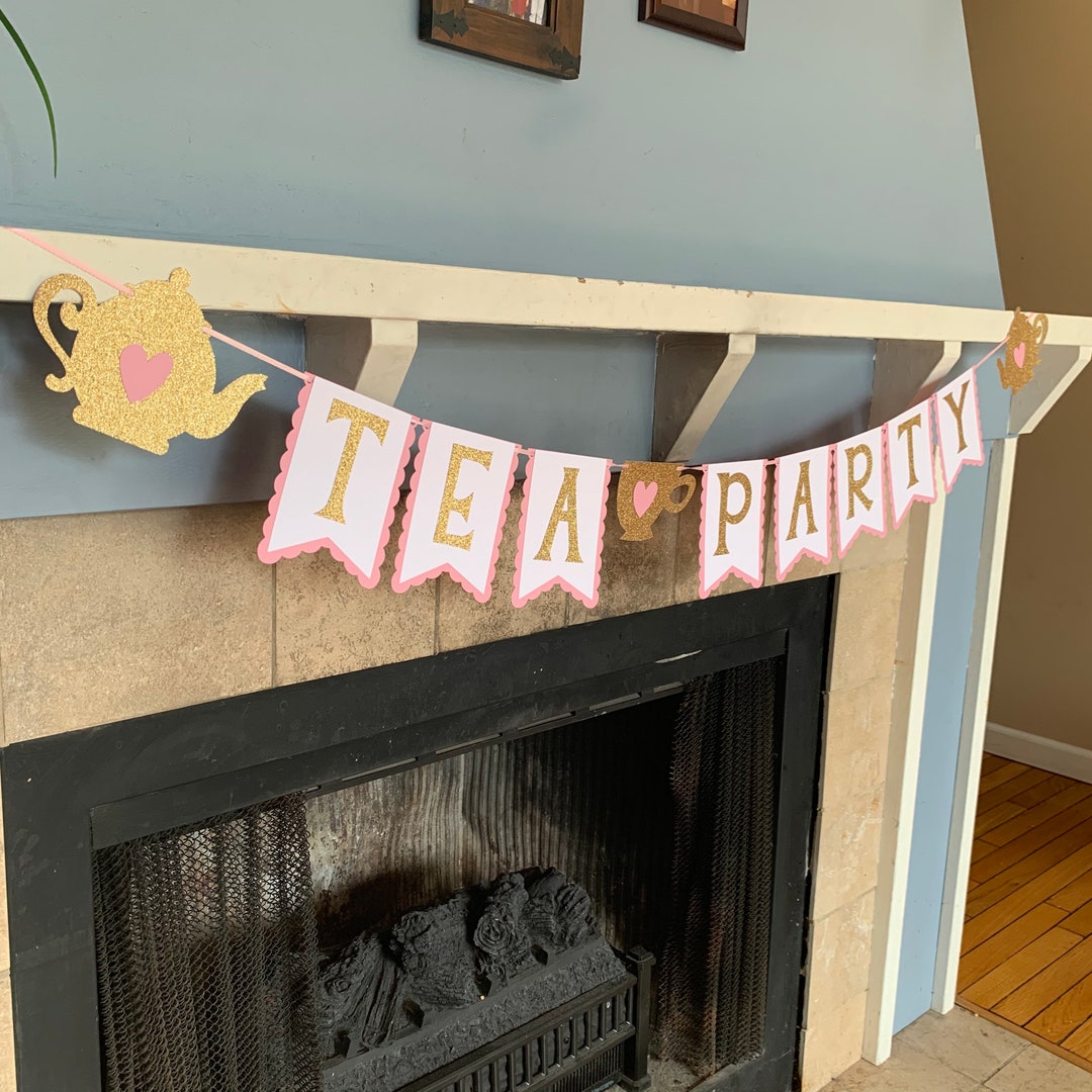 Tea Party Birthday Banner - Princess Tea Party - Tea for Three Banner ...