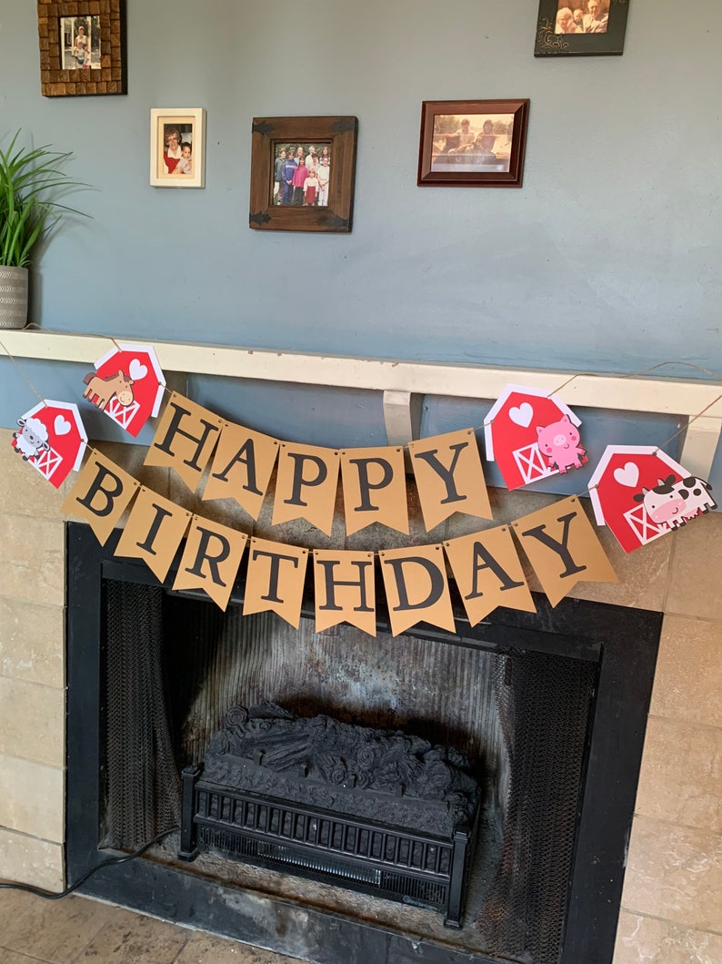 Farm Birthday Banner Red Barn Banner Barnyard Birthday - Etsy