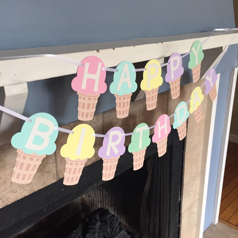 Ice Cream Birthday Banner - Ice Cream Birthday Party - Summer Birthday ...