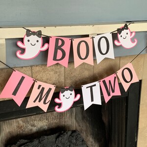 Pink Boo I’m Two Banner - Pink Halloween Decorations Girl - Pink ...