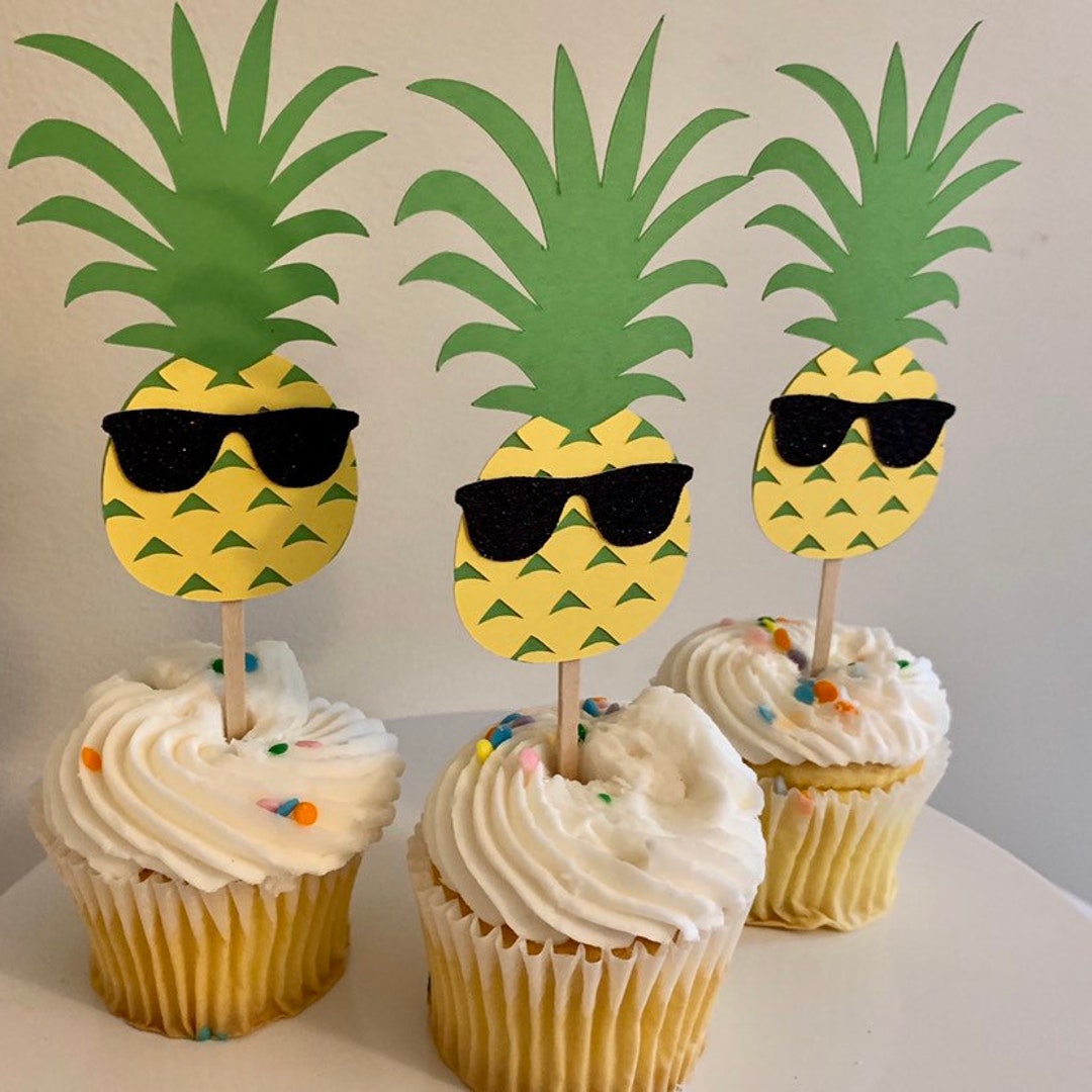 Pineapple Cupcake Toppers, Pineapple Birthday Decorations, Pineapple ...