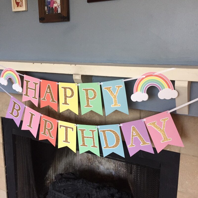 Rainbow Birthday Banner - Etsy