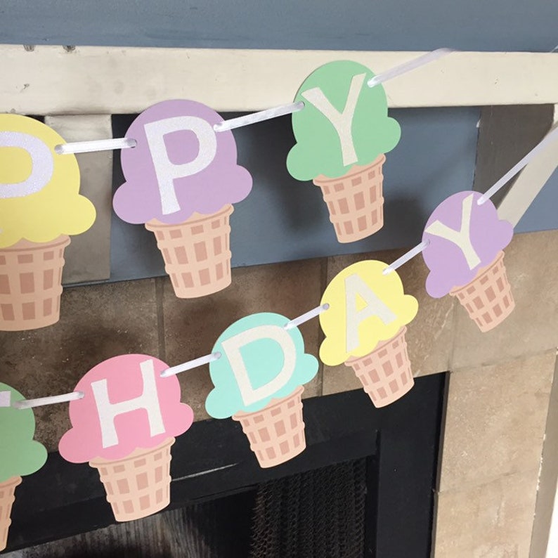 Ice Cream Birthday Banner Ice Cream Birthday Party Summer | Etsy
