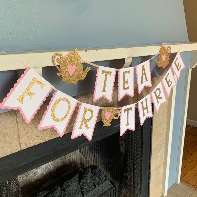 Tea Party Birthday Banner Princess Tea Party Tea for Three | Etsy