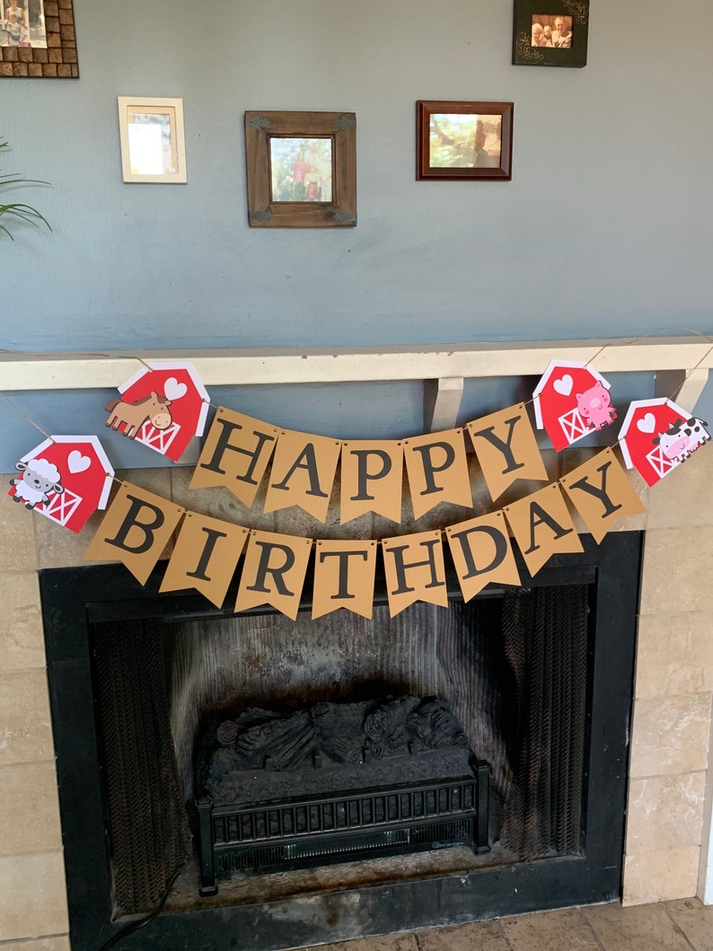Farm Birthday Banner Red Barn Banner Barnyard Birthday - Etsy