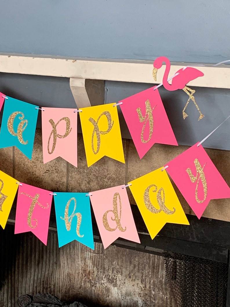 Flamingo Birthday Banner Flamingo Birthday Decorations | Etsy