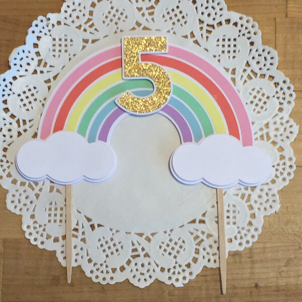 Rainbow Cake Topper - Etsy