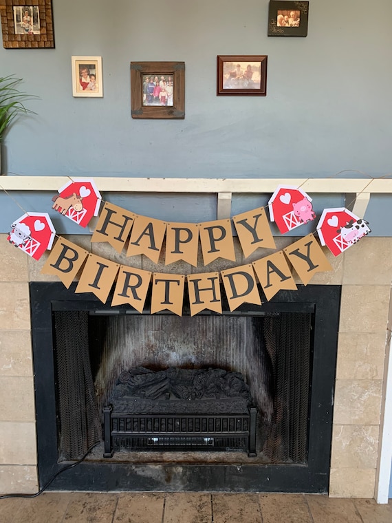 Farm Birthday Banner Red Barn Banner Barnyard Birthday - Etsy