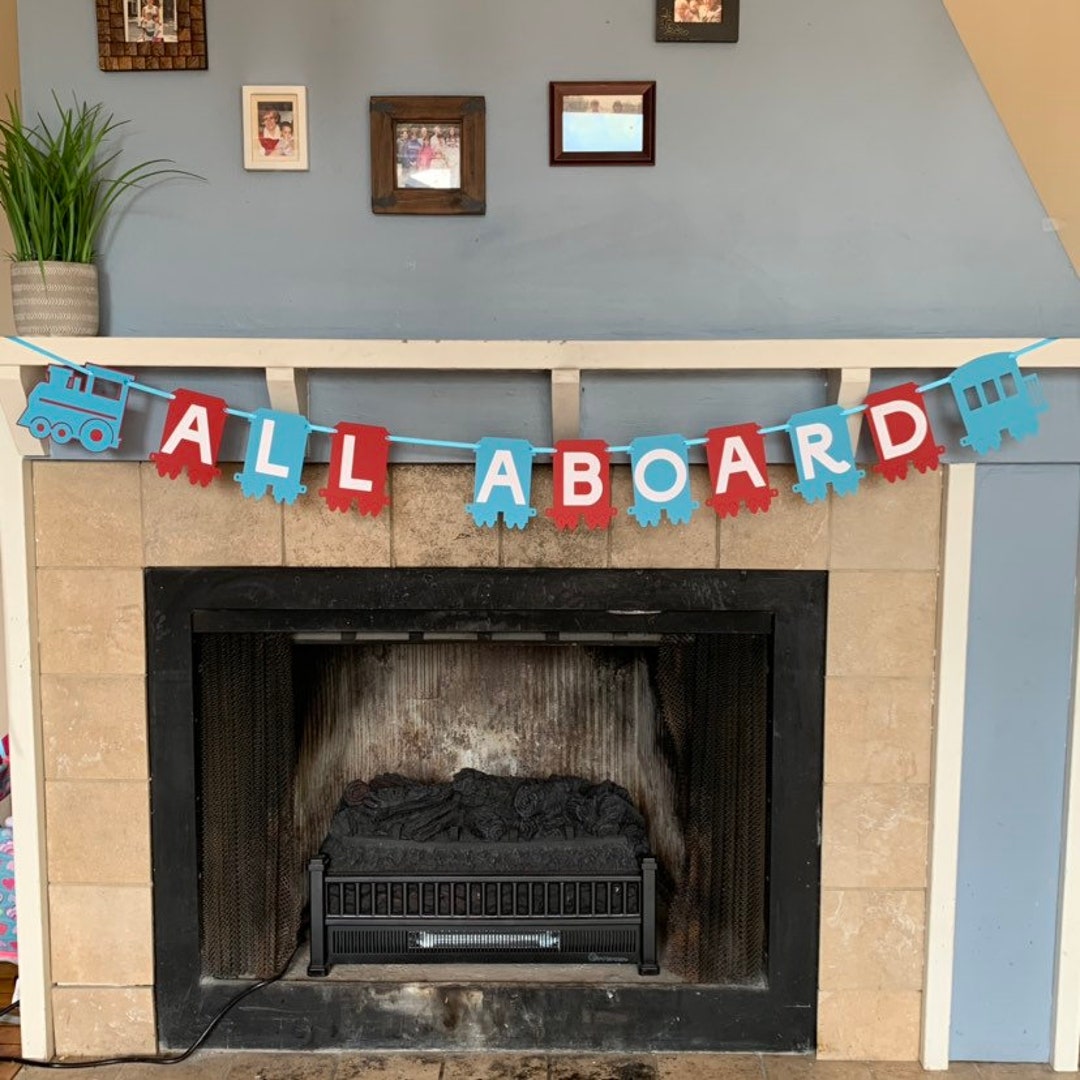 All Aboard Train Banner, Train Birthday Banner, Train Decorations ...