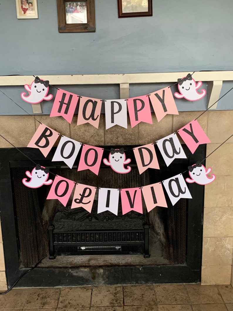 Pink Happy Boo Day Banner Pink Halloween Decorations Girl - Etsy