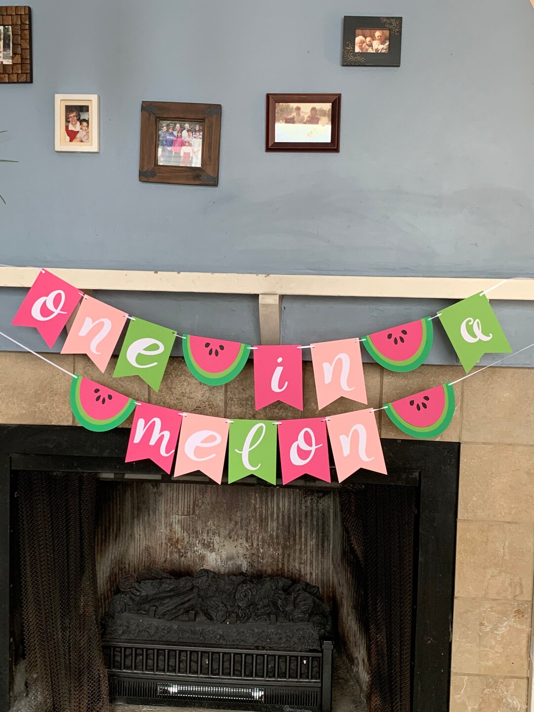 One in a Melon Banner- Watermelon Banner - Watermelon First Birthday ...