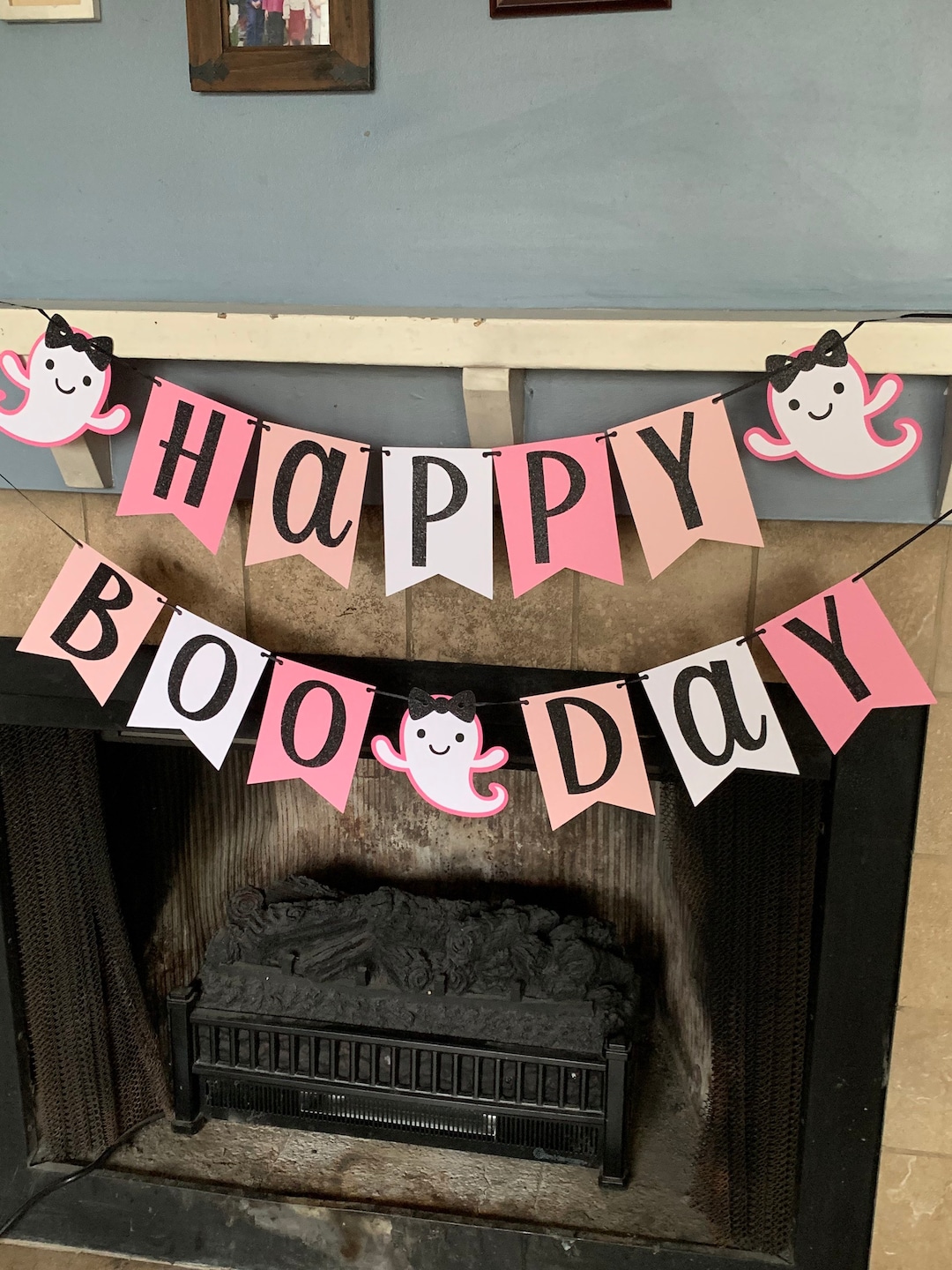 Pink Happy Boo Day Banner, Pink Halloween Decorations Girl, Pink ...