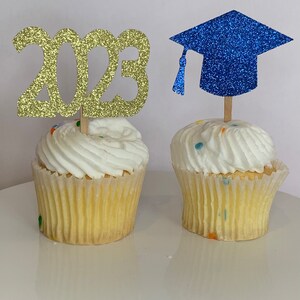 2023 Graduation Cap Cupcake Toppers, 2023 Cupcake Toppers, Graduation ...