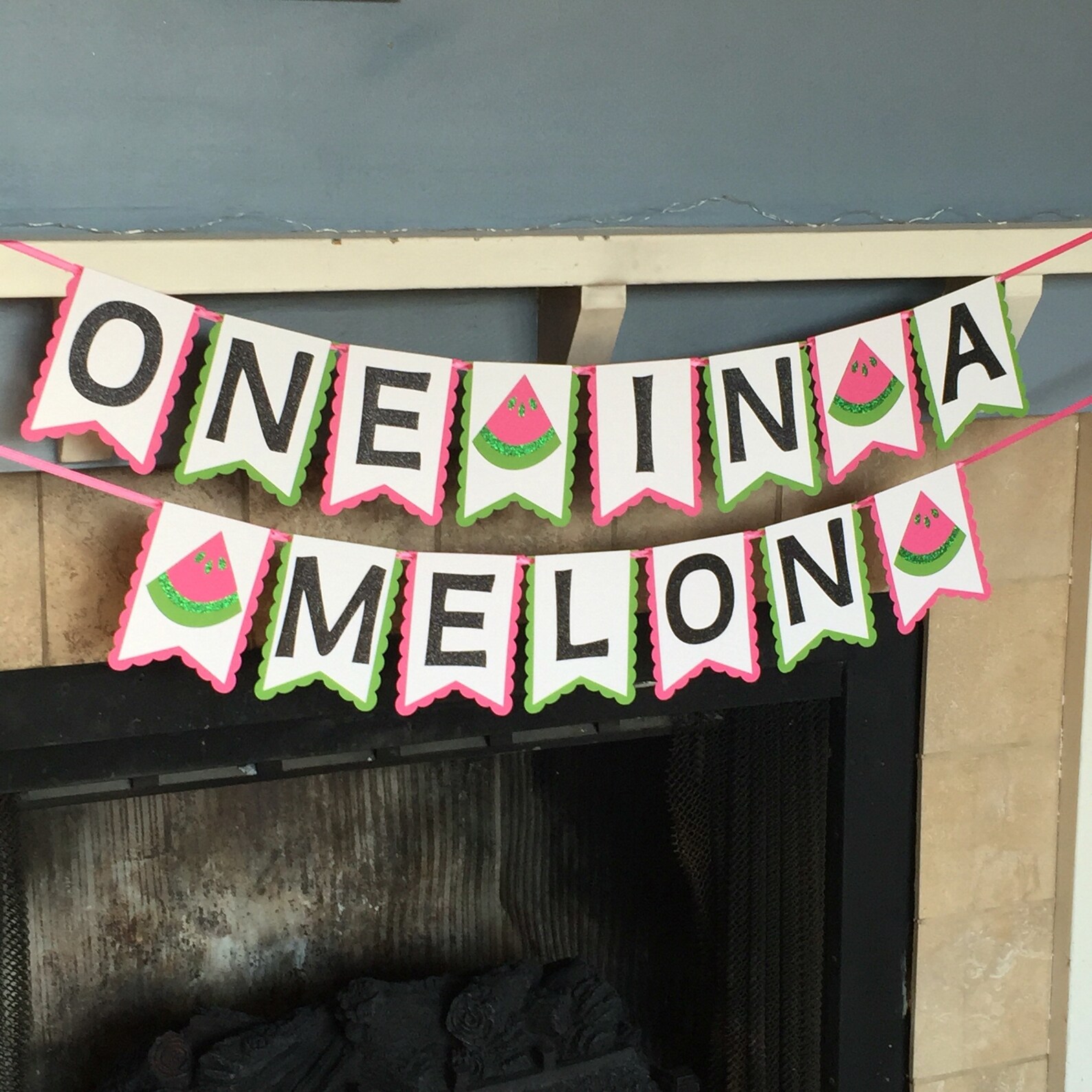 One in a Melon Banner Watermelon Birthday Banner Birthday | Etsy