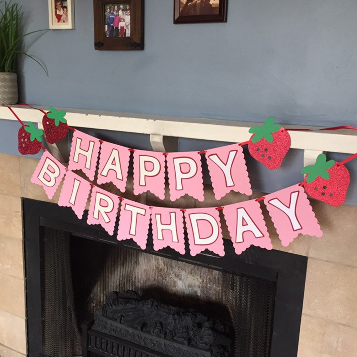 Strawberry birthday banner strawberry shortcake party | Etsy