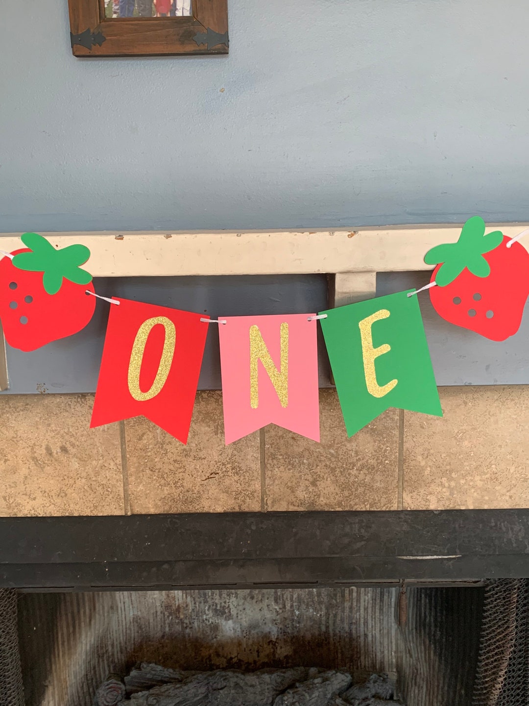 Strawberry First Birthday Banner, Strawberry First Birthday Decorations ...