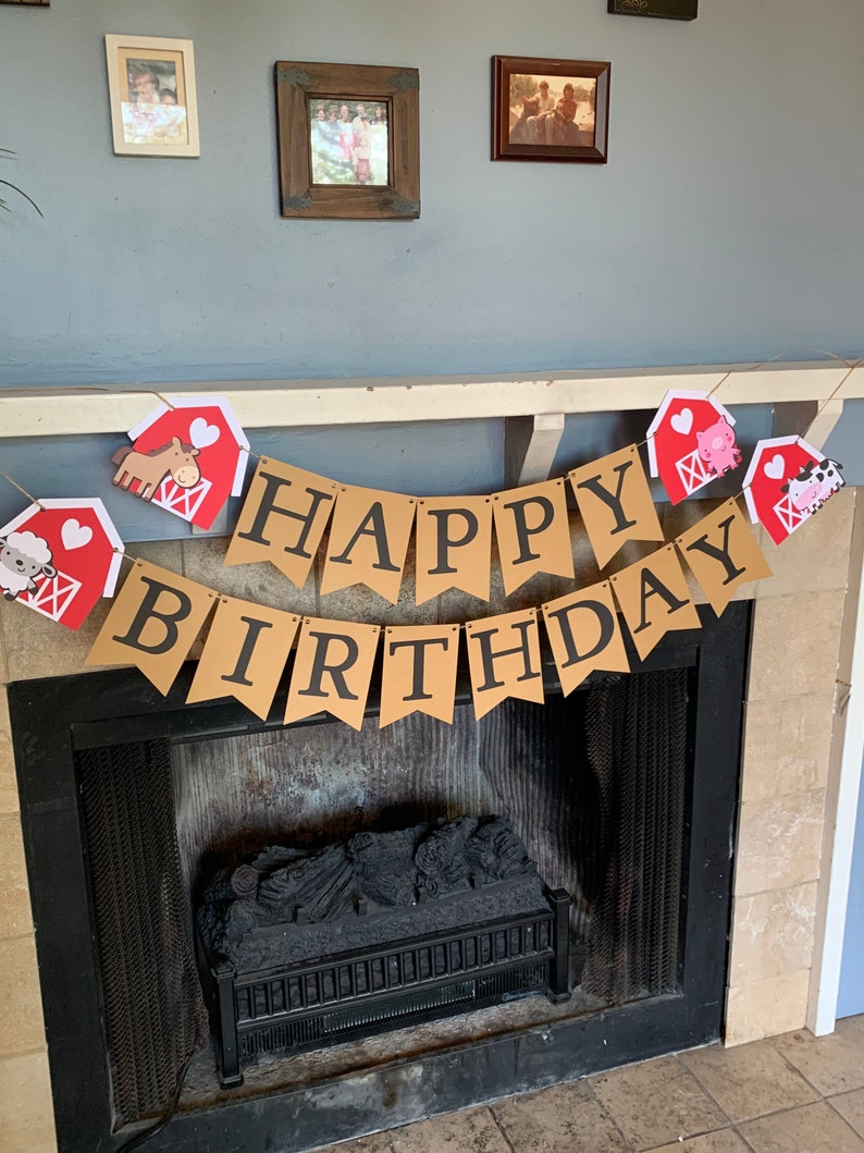 Farm Birthday Banner Red Barn Banner Barnyard Birthday - Etsy