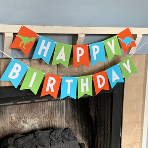 Dinosaur Birthday Banner - Dinosaur Party Decorations - Happy Birthday ...
