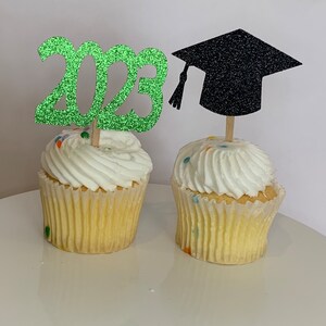 2023 Graduation Cap Cupcake Toppers, 2023 Cupcake Toppers, Graduation ...