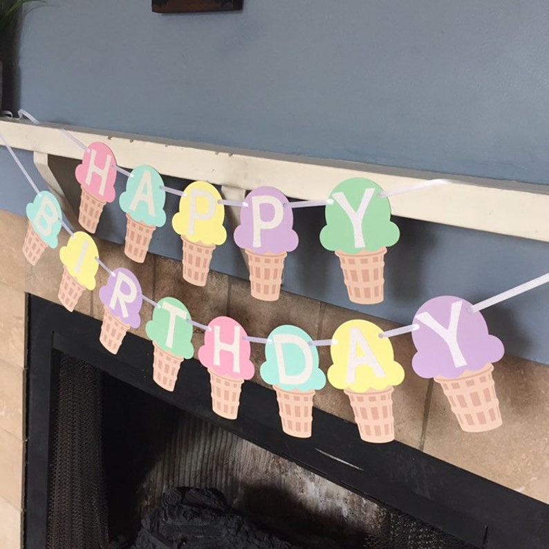 Ice Cream Birthday Banner - Ice Cream Birthday Party - Summer Birthday ...