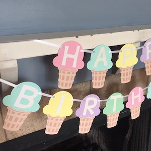 Ice Cream Birthday Banner - Ice Cream Birthday Party - Summer Birthday ...