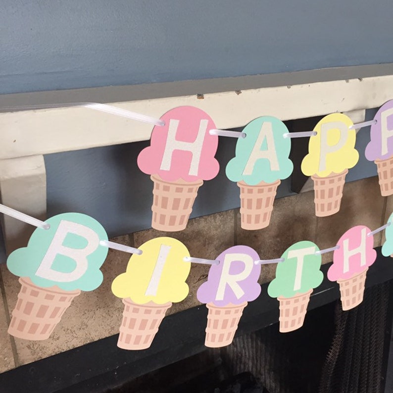 Ice Cream Birthday Banner - Ice Cream Birthday Party - Summer Birthday ...