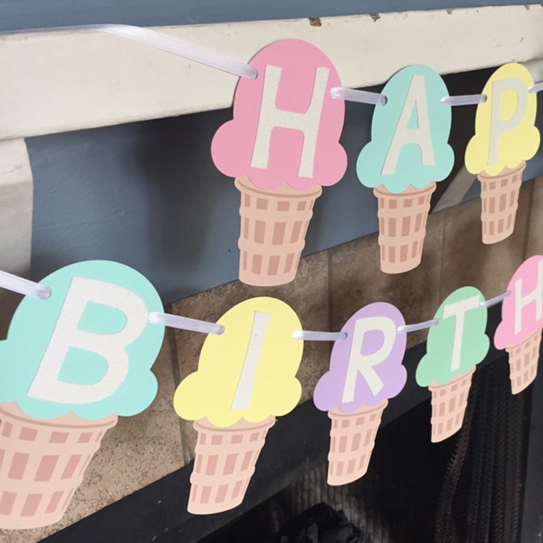 Ice Cream Birthday Banner - Ice Cream Birthday Party - Summer Birthday ...