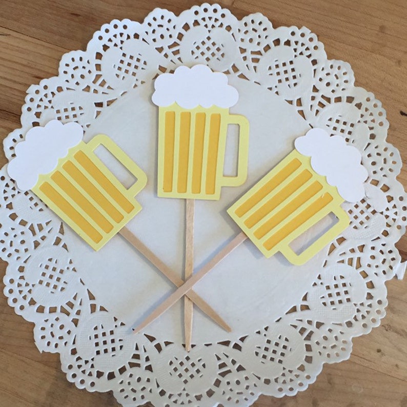 Beer Mug Cupcake Toppers - Cheers to 30 Years Banner - Birthday Banner ...