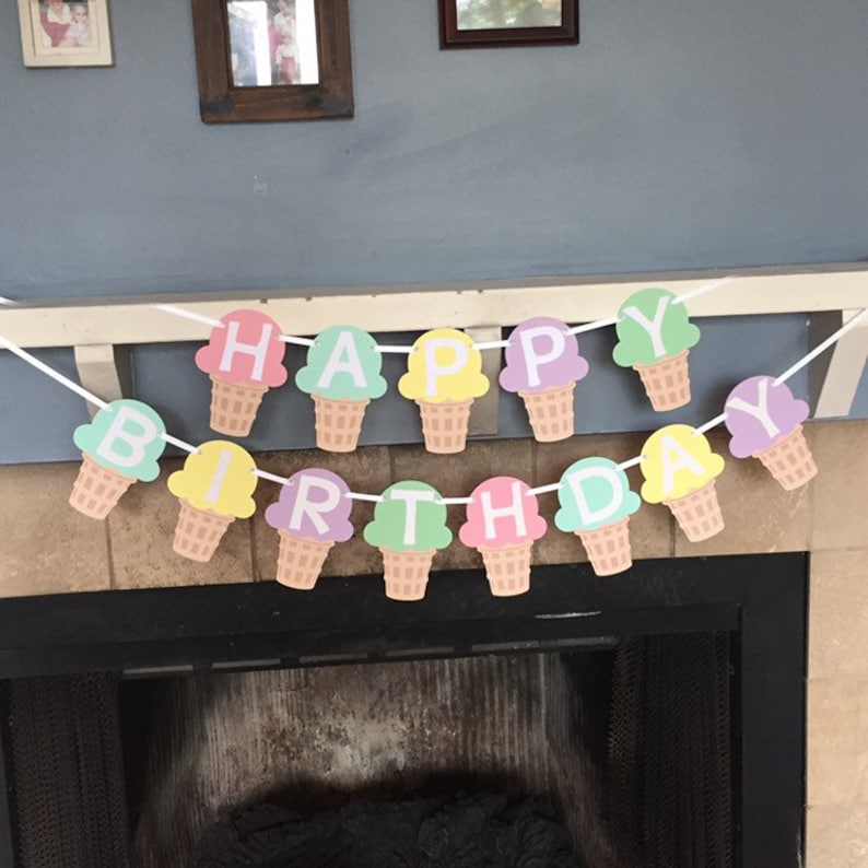 Ice Cream Birthday Banner - Ice Cream Birthday Party - Summer Birthday ...