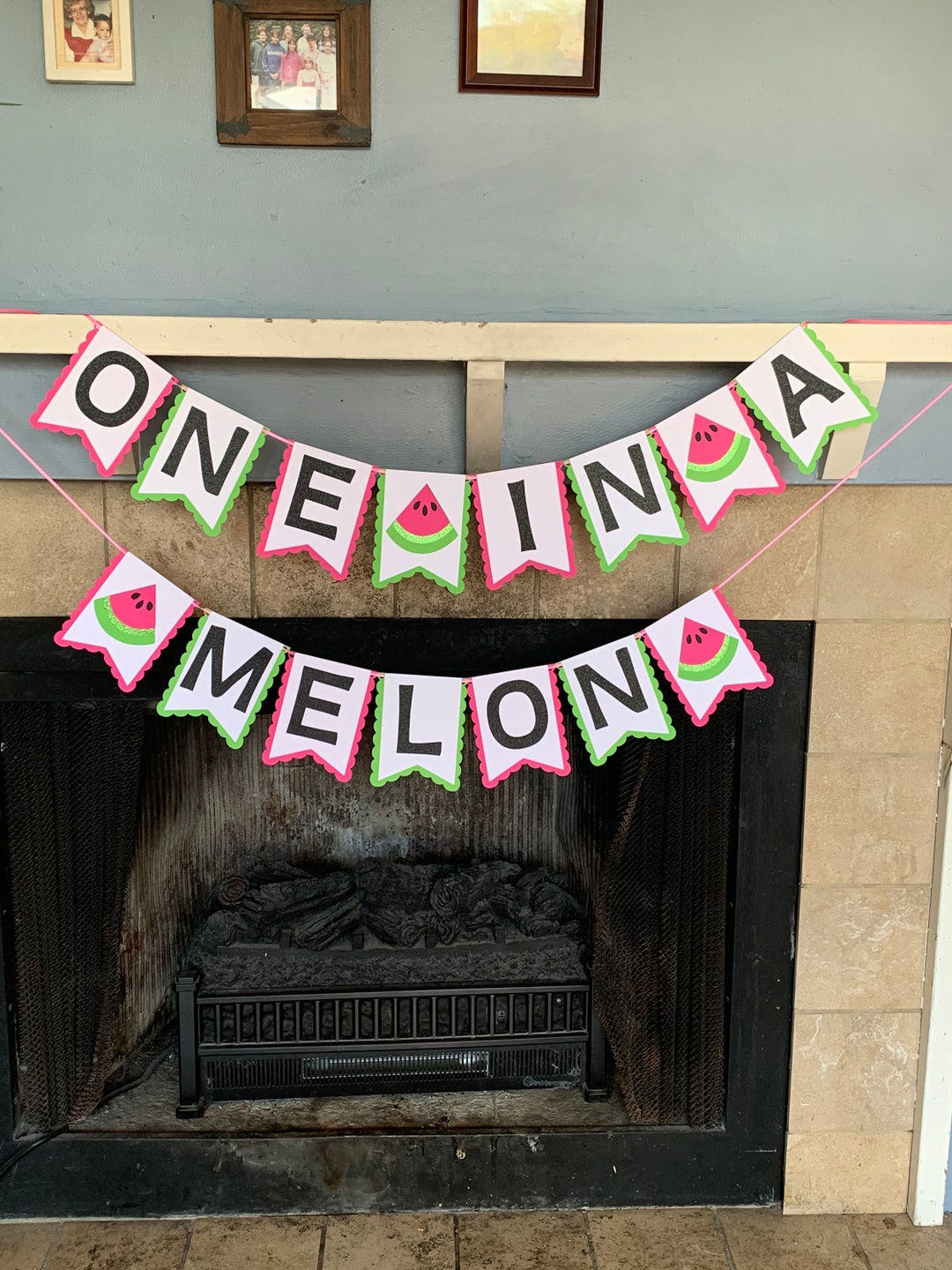 One in a Melon Banner Watermelon Birthday Banner One in a - Etsy