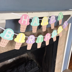 Ice Cream Birthday Banner - Ice Cream Birthday Party - Summer Birthday ...