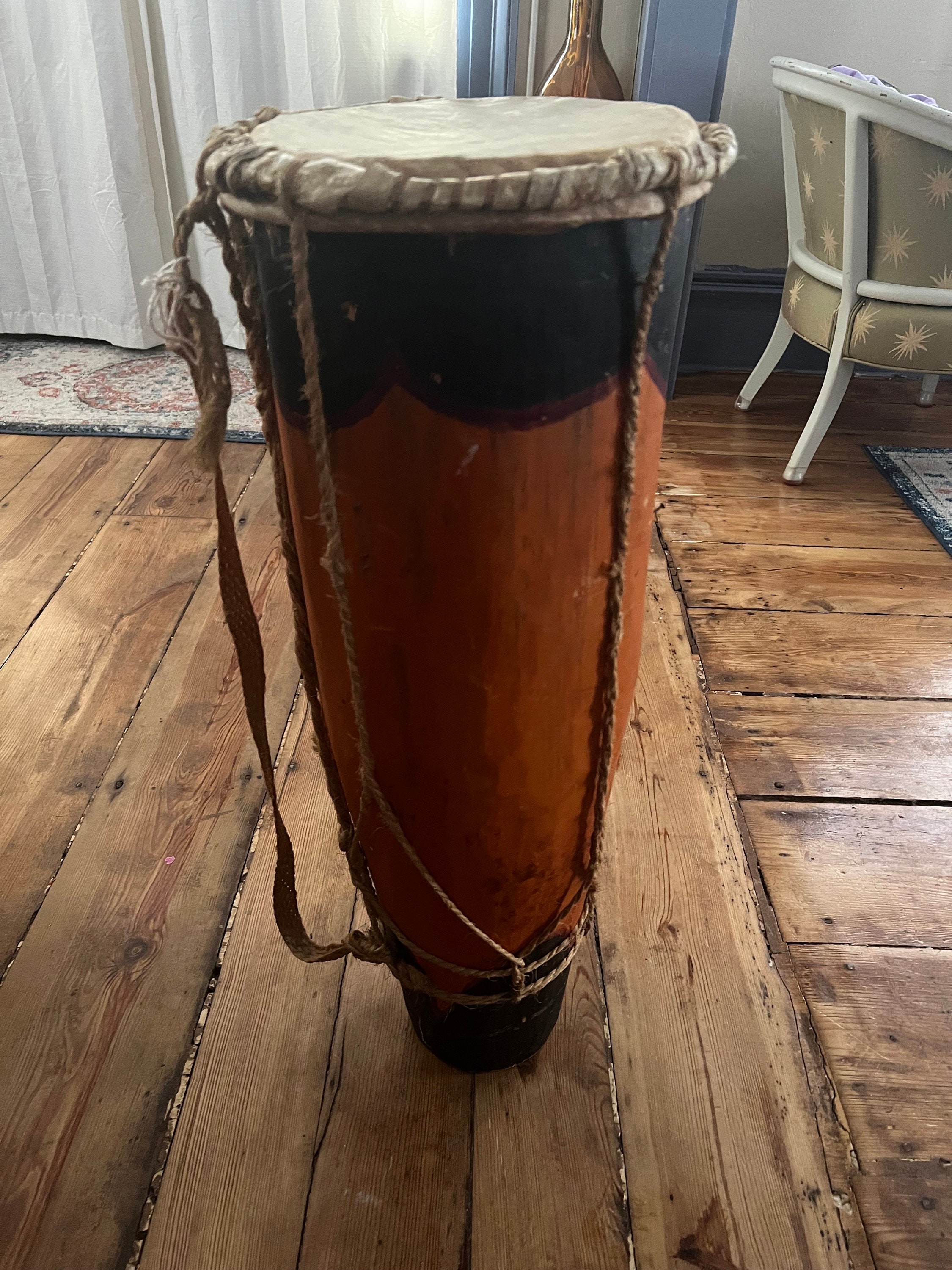 Vintage African Bongo/drum With Original Rope Work and Skin Top - Etsy