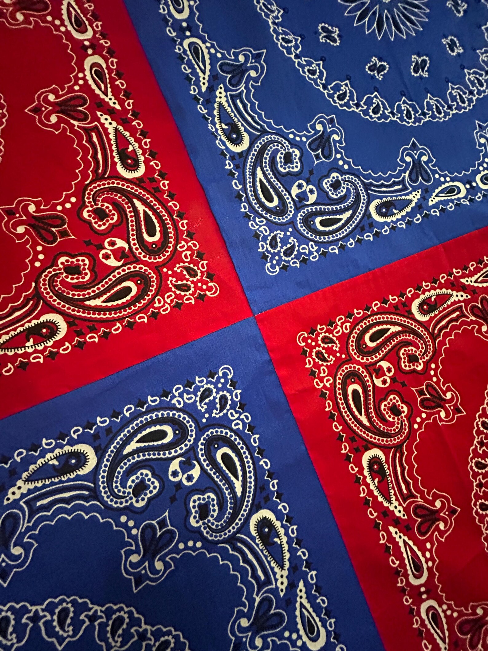 Patriotic Bandana LARGE Tablecloth: Red, White, and Blue Cotton, 57” X ...
