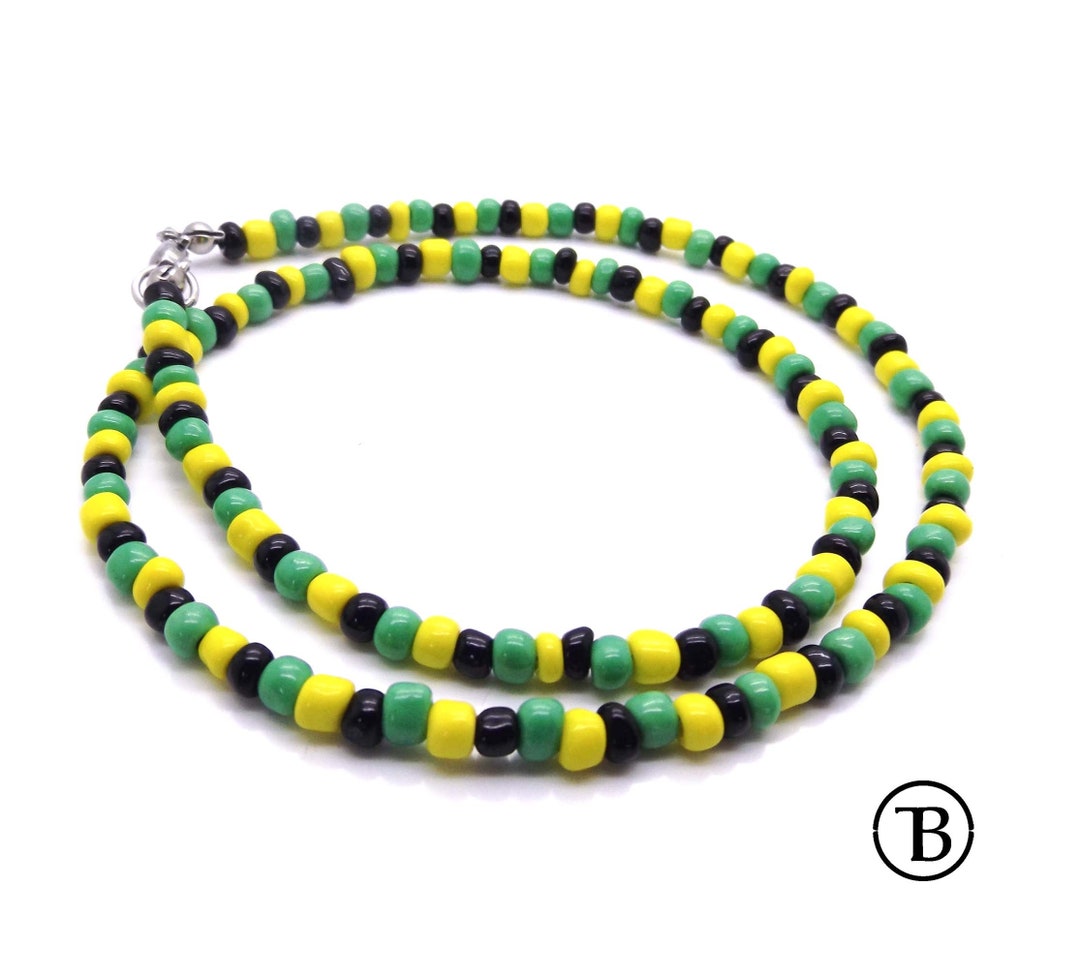 Jamaican Beaded Necklace Jamaica Colours Seed Beads Choker Top Quality ...