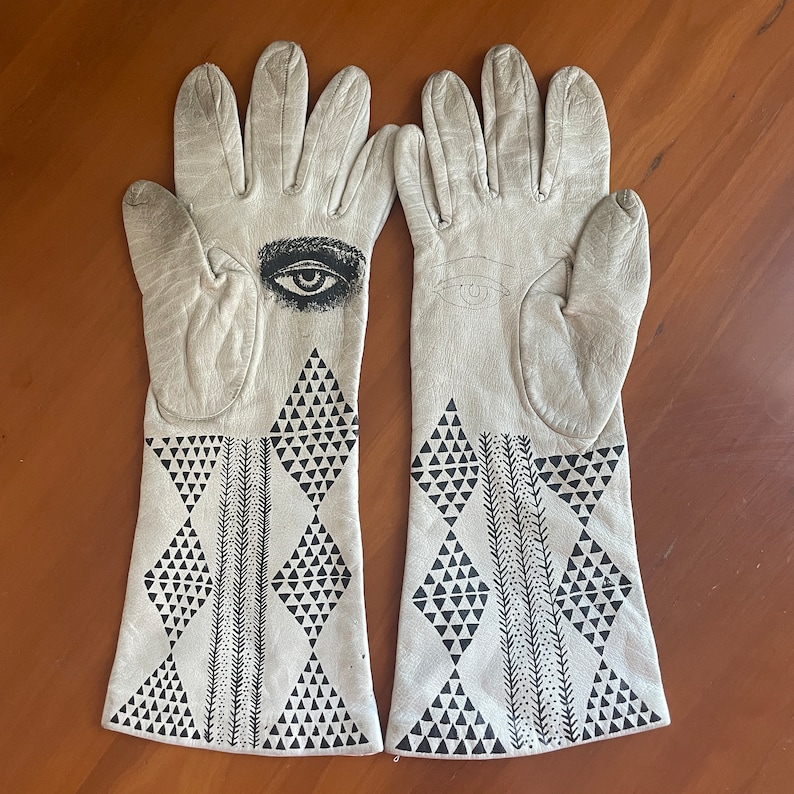 Stetson Leather Deer Skin Driving Gloves Hand Drawn Ornate Drawings ...